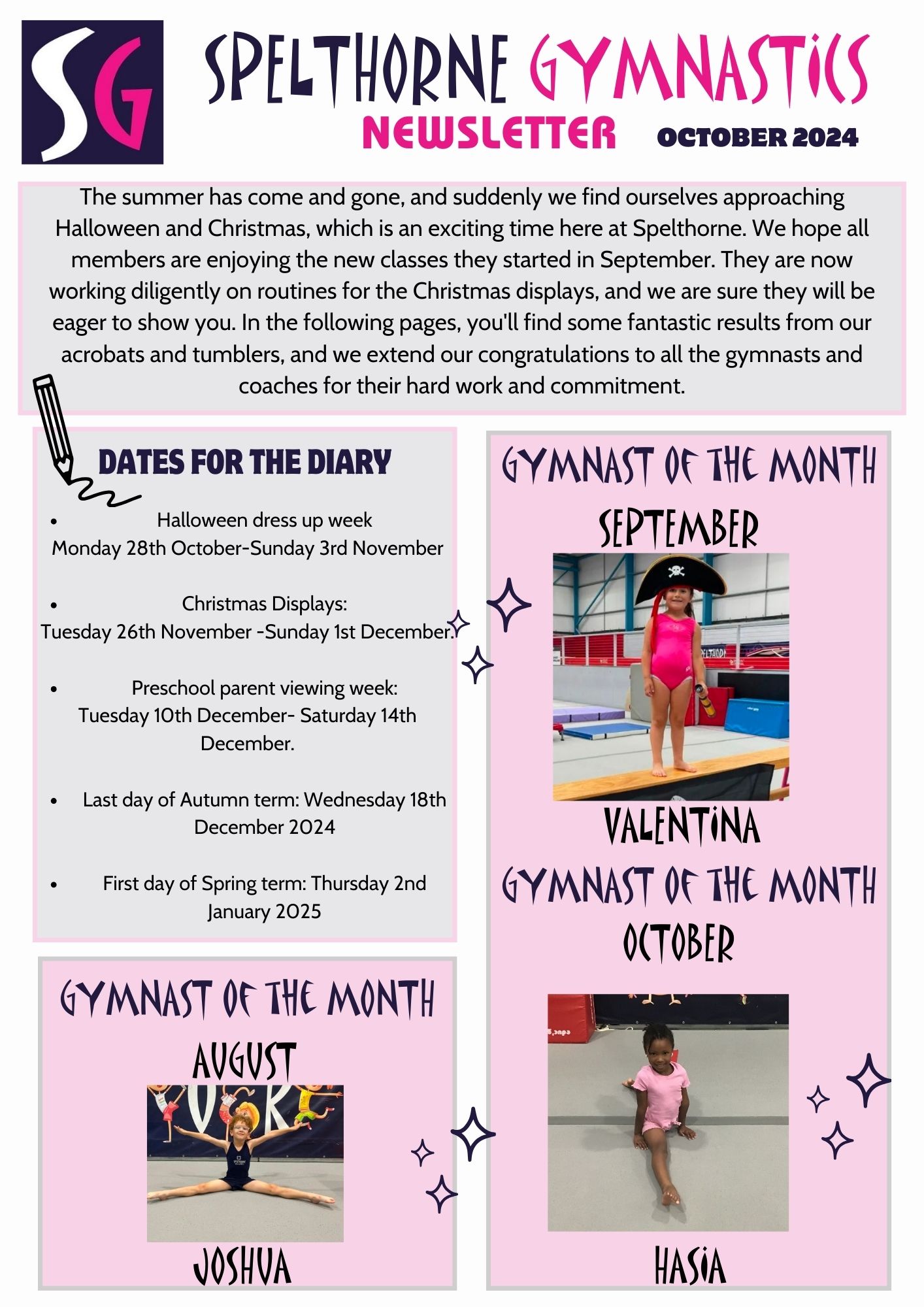 Spelthorne Newsletter October 2024 - Spelthorne Gymnastics Spelthorne Newsletter October 2024 - Spelthorne Gymnastics